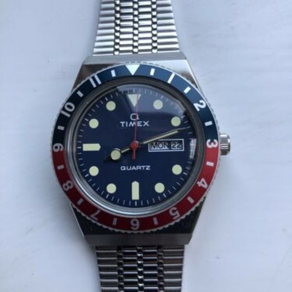Q Timex 1979 Reissue Pepsi Bezel 38mm Stainless Steel Quartz Watch ...