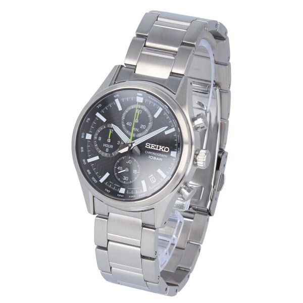 SEIKO SSB419P1 SSB419 Quartz Analog Chronograph Silver Black ...