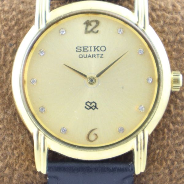 Beautiful SEIKO SUPER SLIM Quartz Men Wrist Watch GOLD DIAL JAPAN MADE ...