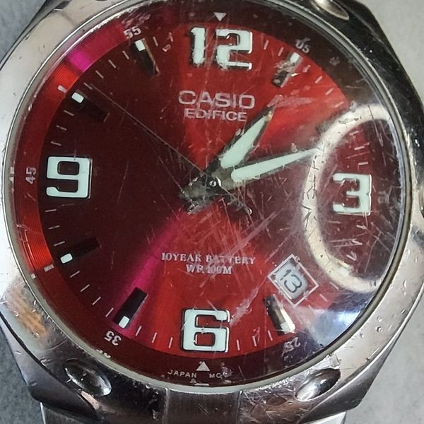 Red Dial Casio Edifice 2718 EF-106 Date 100wr Mens Watch |New Battery ...