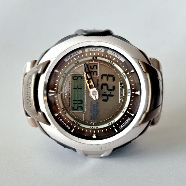 Casio watch men Protrek Tough solar triple sensor 2767 PRG-60T Working ...
