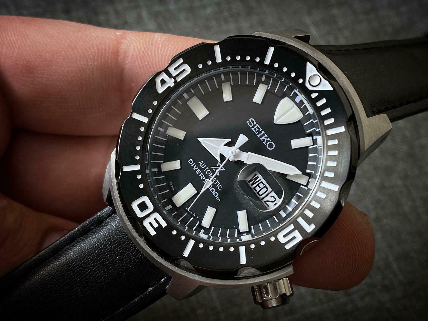Seiko Prospex Monster Divers 200m Black Dial Automatic Watch SRPD25K1 ...