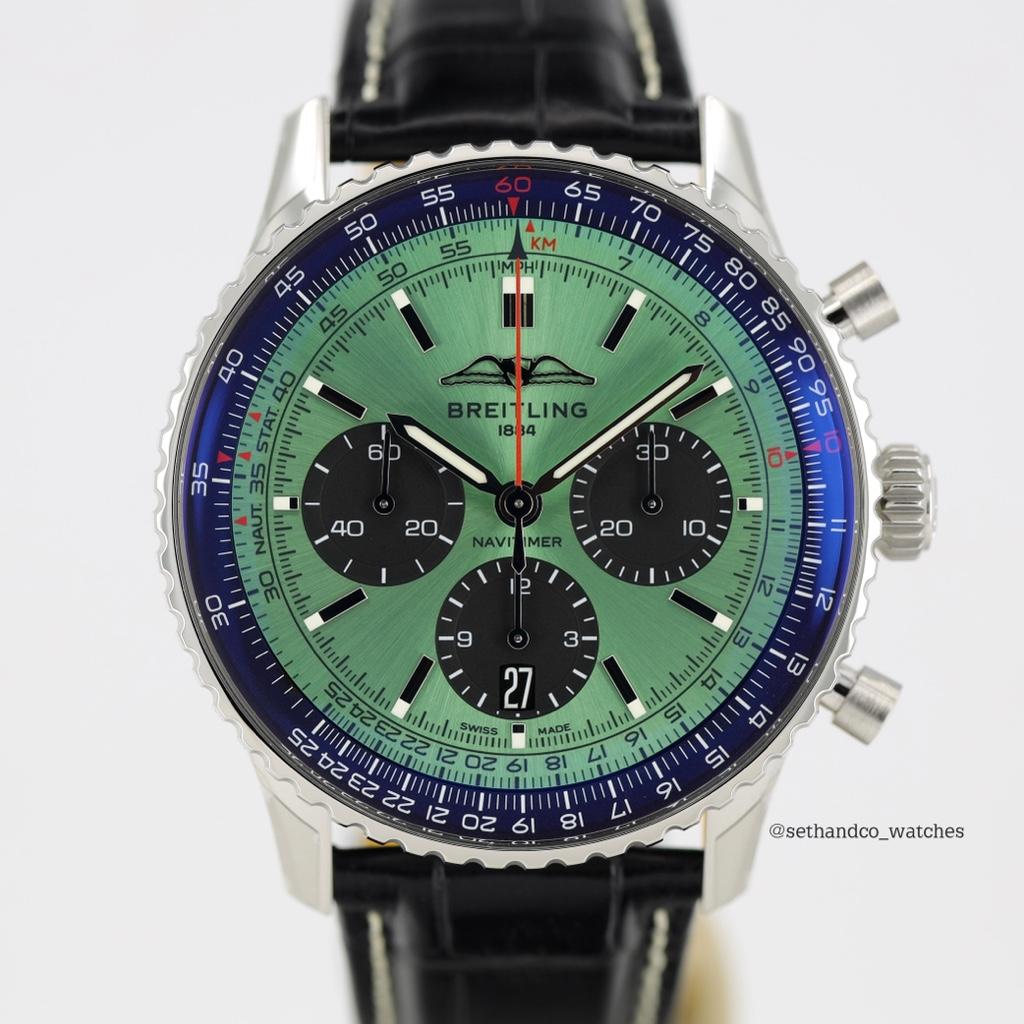 FS: BNIB 2023 Breitling Navitimer B01 Chronograph 43 Mint Green AB0138 ...