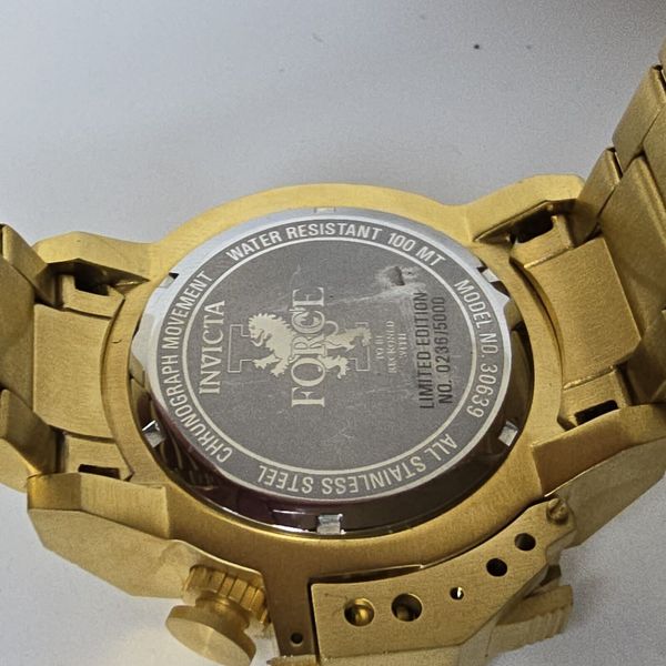 Invicta I-Force Bomber Chronograph Watch Black Gold Mens' 50mm 30639 ...