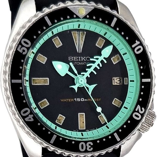 Custom MOD Vintage SEIKO diver "Fishbone" set Genuine 7002 dial, case ...