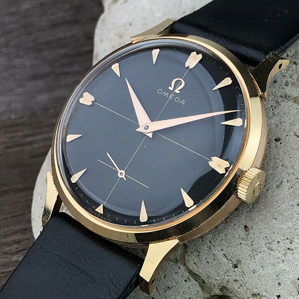 OMEGA CROSSHAIR DIAL 18k SOLID GOLD CASE CAL.267 MEN'S WATCH FROM 50's ...