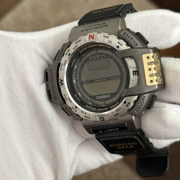 Vintage Casio Pro Trek PRT-40 Bassing Gear Triple Sensor Digital Watch ...