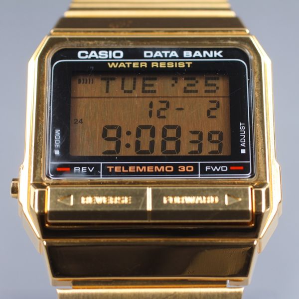 Vintage 80's CASIO Data Bank DB-310 Gold 32mm Digital Watch Module 871 ...