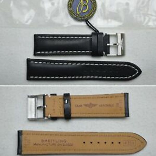 [Free Shipping] Watch Original Breitling Black Leather Strap Buckle ...