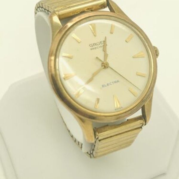 Vintage Gruen Precision Electra Goldplated 35mm Gold Filled Swiss Wrist ...