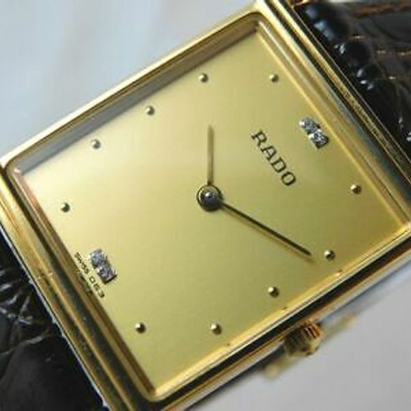 GOOD!! RADO 204.5346.2 GOLD 4P MEN'S VINTAGE WATCH SWISS QUARTZ ...