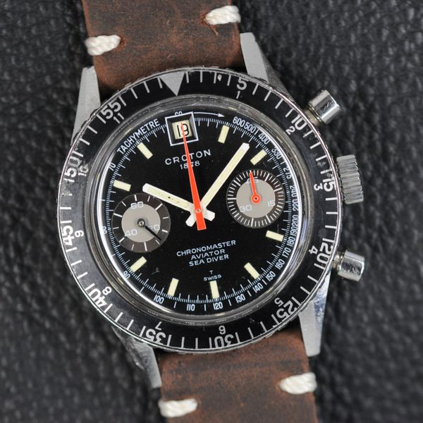 [WTS] Rare Vintage Croton Chronomaster Aviator Sea Diver Date Valjoux ...