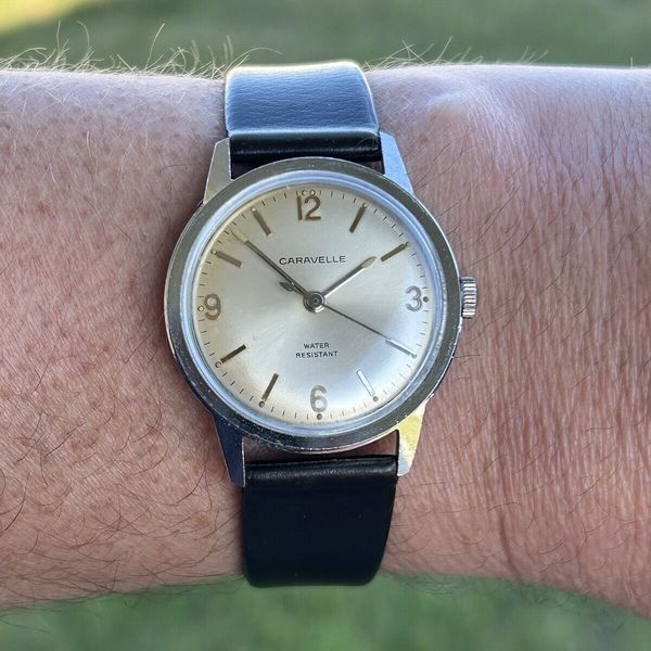 RUNS GREAT! Vintage 1978 N8 CARAVELLE Bulova Manual Wind Cream Explorer ...