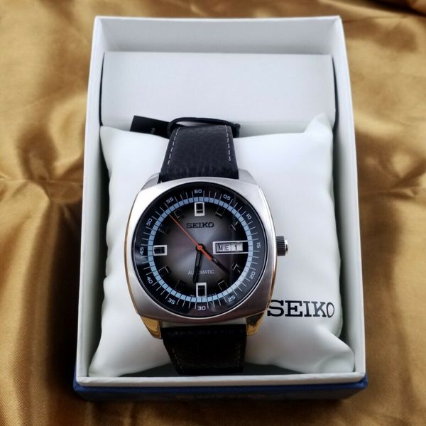 SEIKO SNKN01 Recraft Series Automatic Watch - Black Leather Strap ...