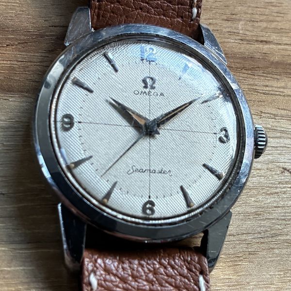 OMEGA Steel Seamaster Watch Waffle Crosshair dial Dennison case cal 420 ...