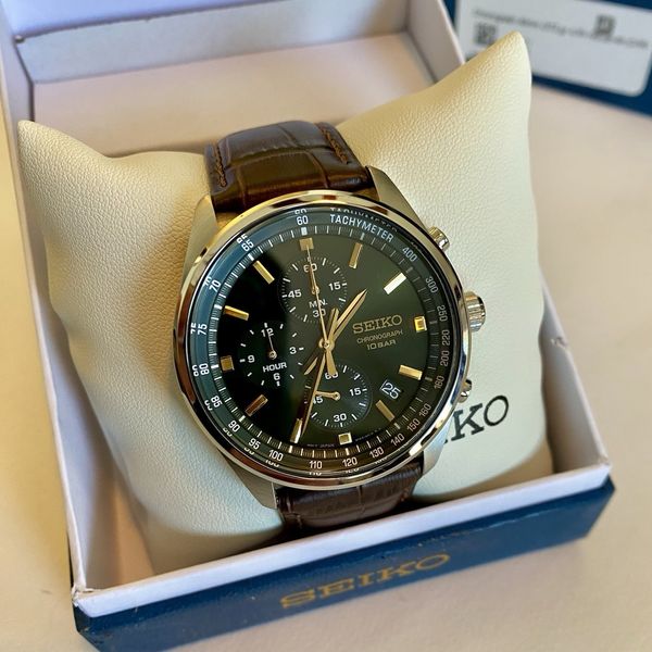 Seiko Men's Core Chronograph Quartz Green Dial Watch - SSB385P1 ...
