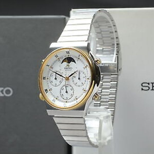 [N MINT] SEIKO Moon Phase 7A48-7000 SJH010 Chorono Qz Men Watch From ...