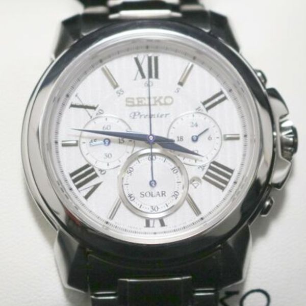 Seiko V175-OEHO Premier Chronograph Solar Power Watch Sunlight Mens ...