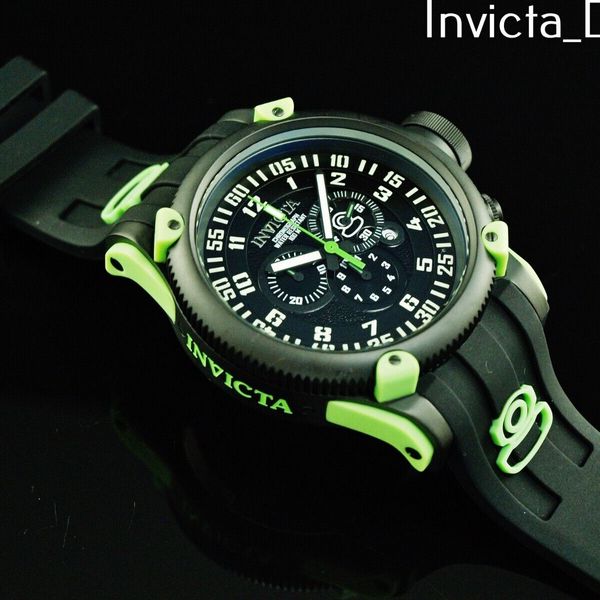 RARE Invicta Men Anniversary Russian Diver Chrono Black Dial Black PVD ...