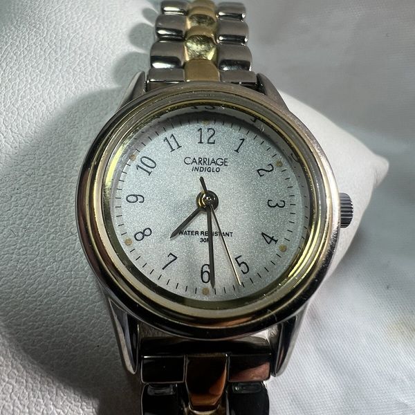 carriage by timex watch,Indiglo, Stainless steel two tone,M7, ladies ...