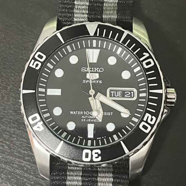Seiko 5 Sports â Sea Urchinâ Men's Black Watch - SNZF17K1 | WatchCharts Marketplace