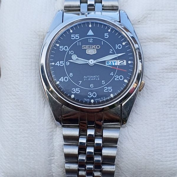 Seiko 5 SNK809K Blue Dial 7s26 Automatic Day/Date Mens Watch Japan ...