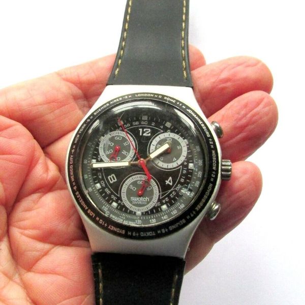 SWATCH IRONY ALUMINIUM CHRONOGRAPH WATCH YCS 4000 AM 'RESTLESS' AG 1997 ...