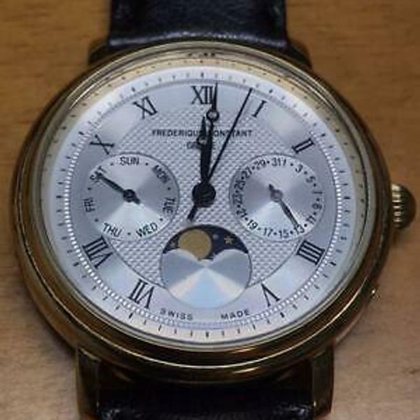 AUTH FREDERIQUE CONSTANT WATCH MOON PHASE DEPOSE CHRONOGRAPH CASE 34MM ...