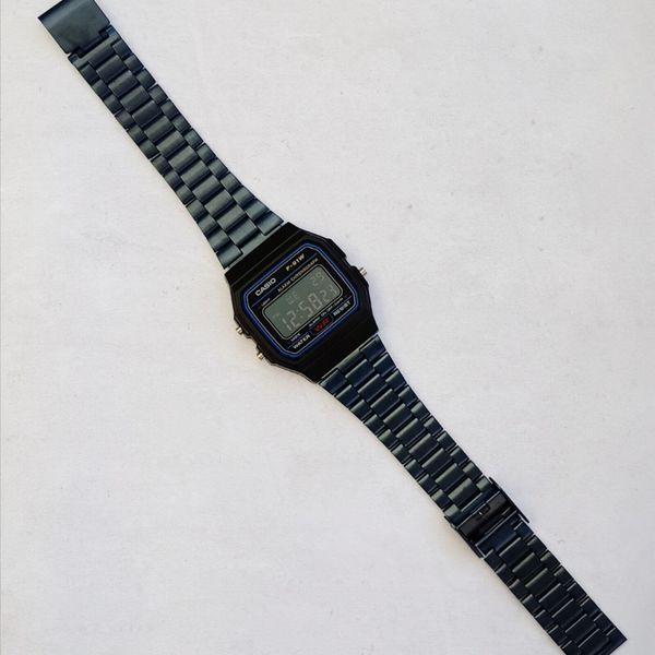 Casio F91W Custom Inverted/Negative Display Blue Steel Bracelet Retro ...