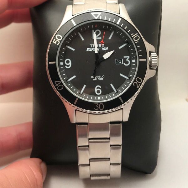 Timex TW4B10900, Expedition Ranger Silvertone Bracelet Watch, Indiglo ...