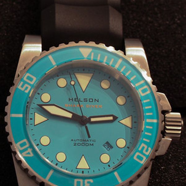 FS: Helson Shark Diver - Turquoise w/ Sapphire Bezel | WatchCharts