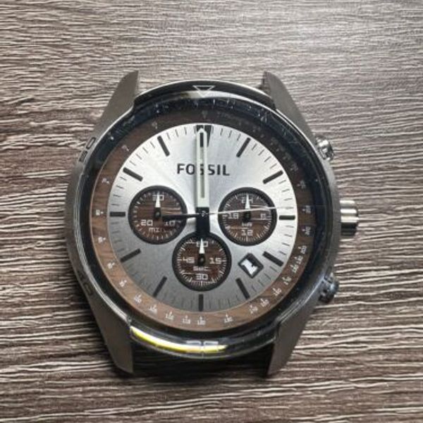 Fossil Coachman Chronograph Watch Men 45mm White Dial Steel Date Round ...