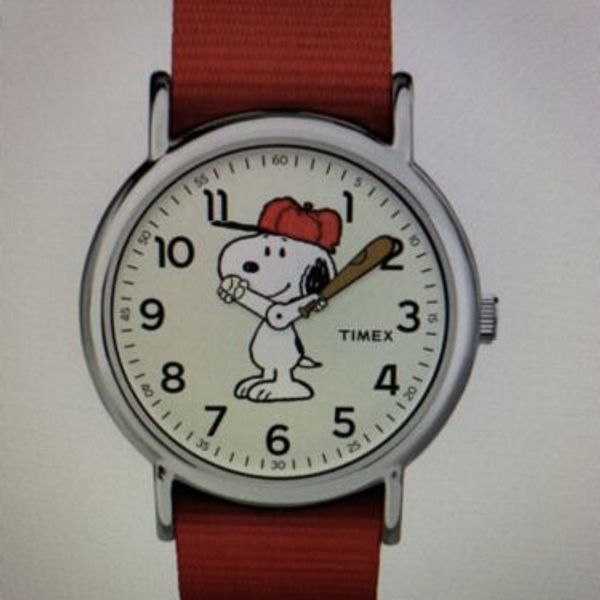 Timex TW2R41400, Peanuts-Snoopy Weekender Red Slip Thru Fabric Watch ...