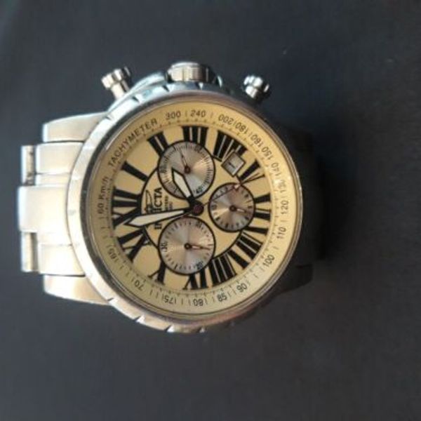Invicta Collection" Stainless Chronograph Roman Numeral White Face ...