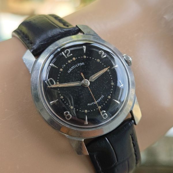 Vintage HAMILTON Jason men's automatic watch 672 17Jewels swiss black ...