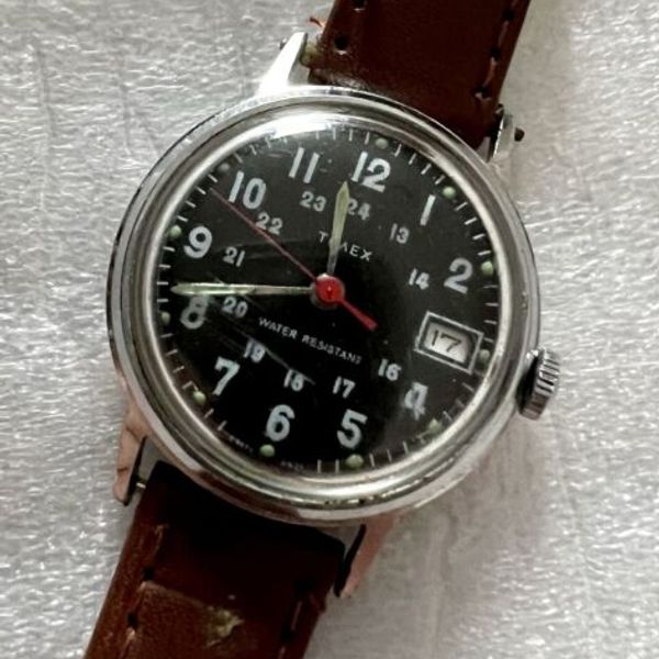 VINTAGE Working TIMEX MILITARY Style MECHANICAL Manual Hand Wind ...