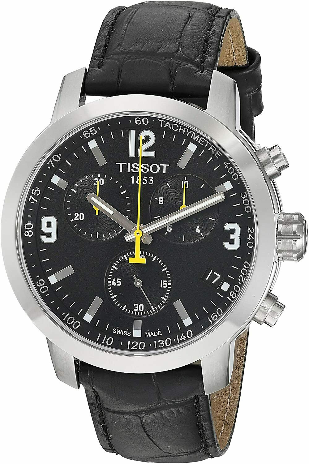 Tissot PRC 200 Quartz Chronograph Yellow Hand Leather (T055.417.16.057 ...