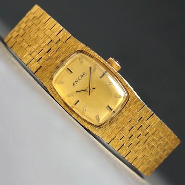 Stunning Vintage Enicar Gold Plated Lady's Bracelet Watch w/Orig Box NO ...