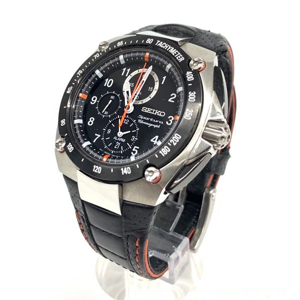 SEIKO Seiko Sportura solar watch chronograph junk black men's watch ...
