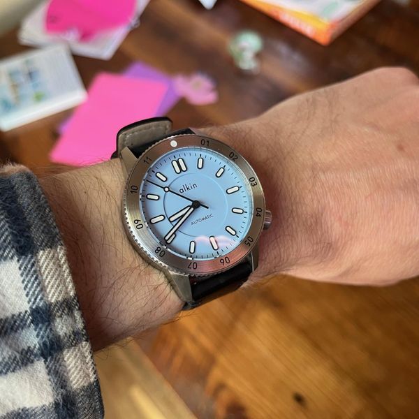 [WTS] Alkin Model 3 Dual Time, Powder Blue, $390 | WatchCharts Marketplace
