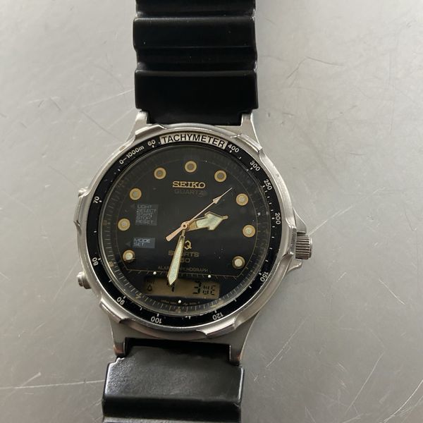 SEIKO Quartz Tachymeter Sports Alarm Chronograph 15BAR Water Resistant ...