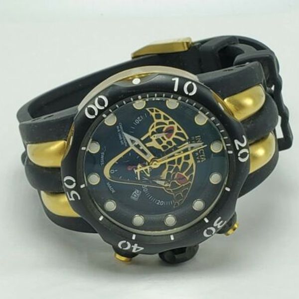 Invicta Reserve Venom Model 0974 Swiss Made Quartz Black Gold ...