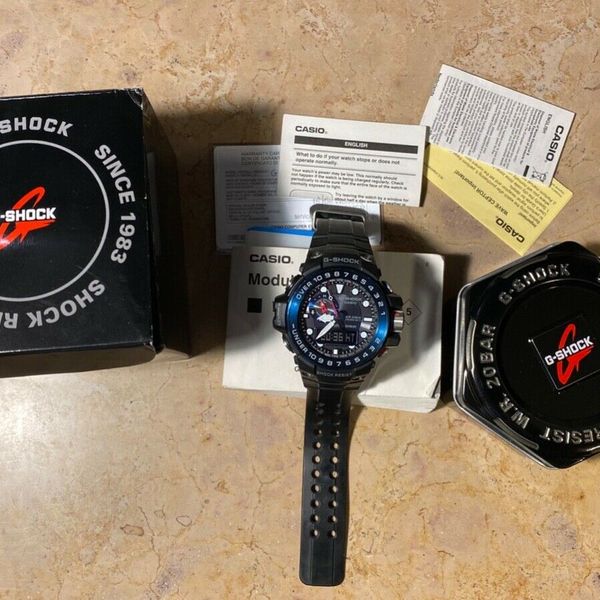 Casio g-shock gulfmaster gwn-1000b-1ber triple sensor solar, radio ...