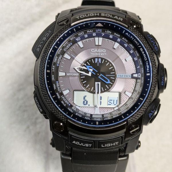 Casio Pro Trek PRW-5000Y Solar Radio Analog Digital Men's Watch Used ...