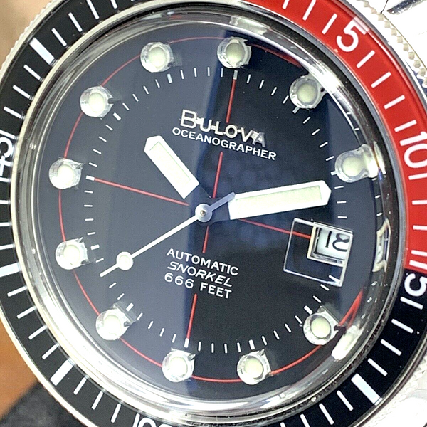 Bulova Men's Watch 98B320 Oceanographer Automatic Black Dial Coke 666 ...