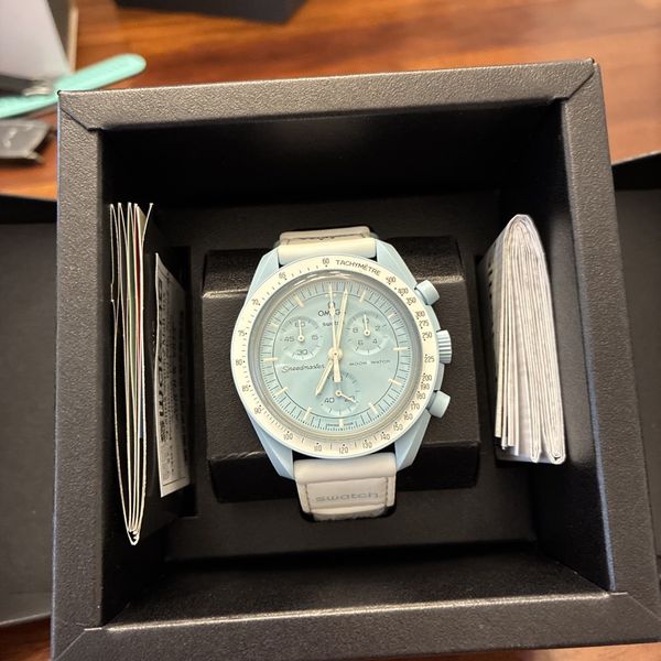 Omega x Swatch Bioceramic Moonswatch Mission to Uranus watch baby blue ...
