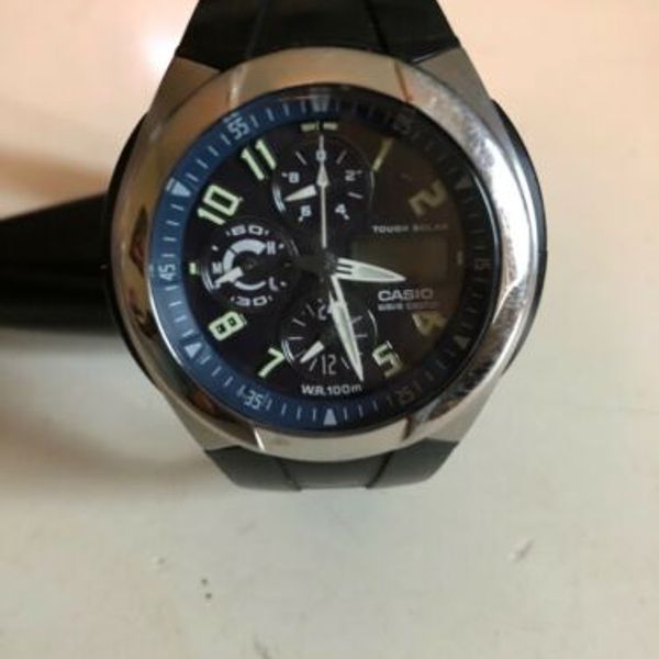 CASIO Alarm Chronograph Wave Ceptor 2762 WVA-510A Wrist Watch Mens Blue ...