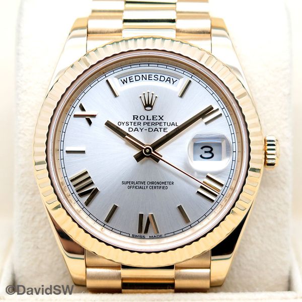 FS: Rolex 228238 DAY DATE 40MM 18K YELLOW GOLD-SILVER ROMAN DIAL ...