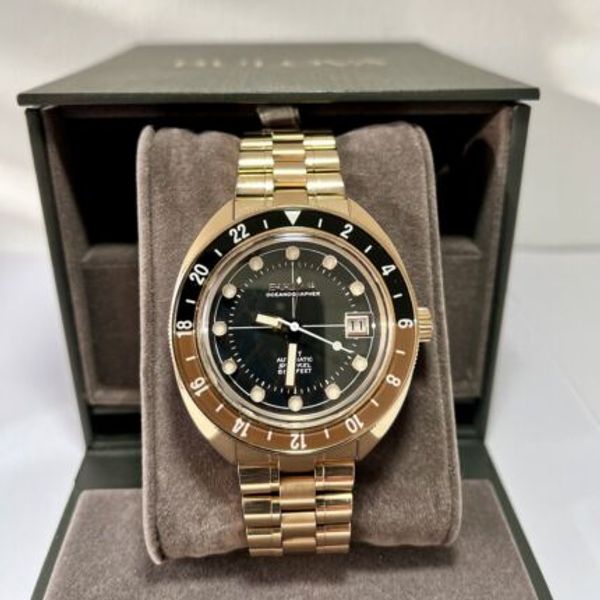 Bulova Oceanographer 41mm GMT 97B215 Automatic Dive Watch ROSE GOLD ...