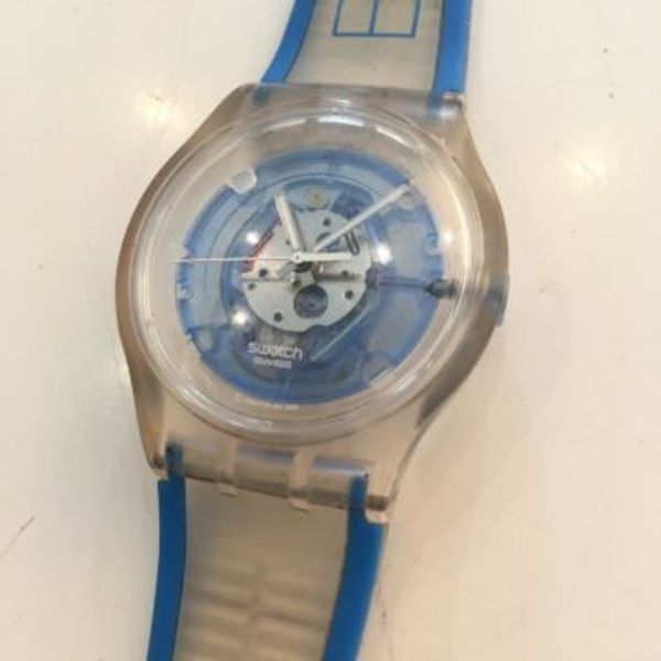 Swatch Jelly In Jelly Fluid Word Blue SUJK 104 Watch | WatchCharts ...